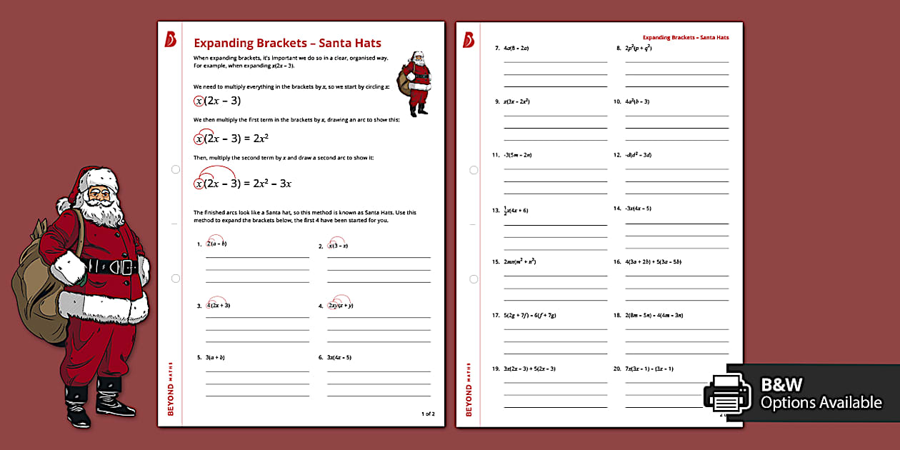 👉 Expanding Brackets - Santa Hats (teacher made) - Twinkl