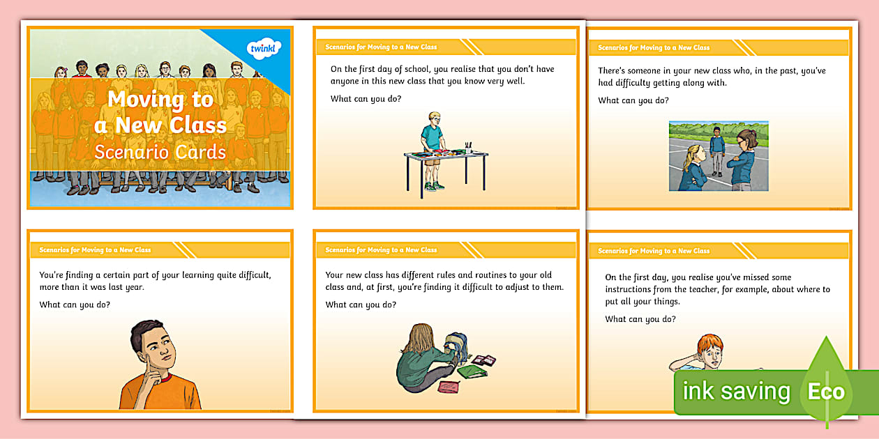 Starting in a New Class Scenario Cards (Teacher-Made)
