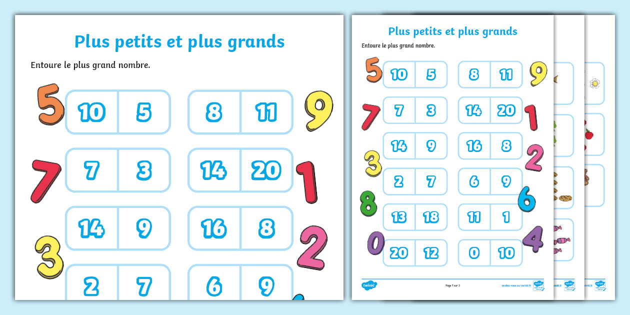 Nombres plus petits ou plus grands pour enfants autistes