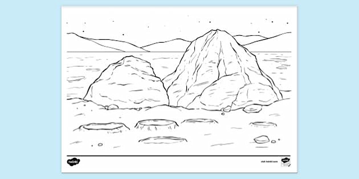 Moon Landscape Colouring | Colouring Sheets (teacher made)