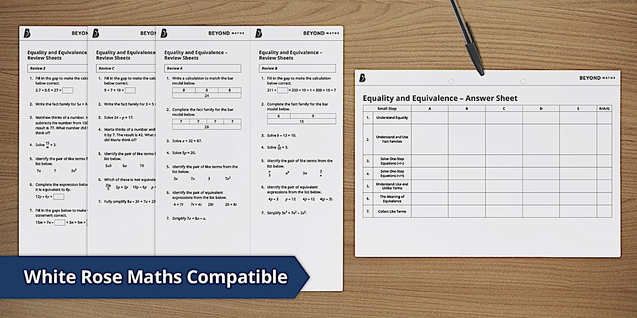 👉 Equality and Equivalence – Review Sheets - Twinkl