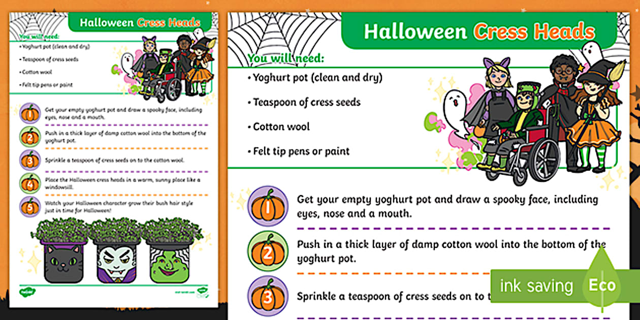 Halloween Cress Heads Activity (creat de profesori) - Twinkl