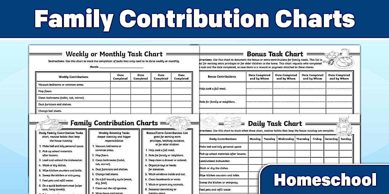 Family Contribution Chart for Homeschool