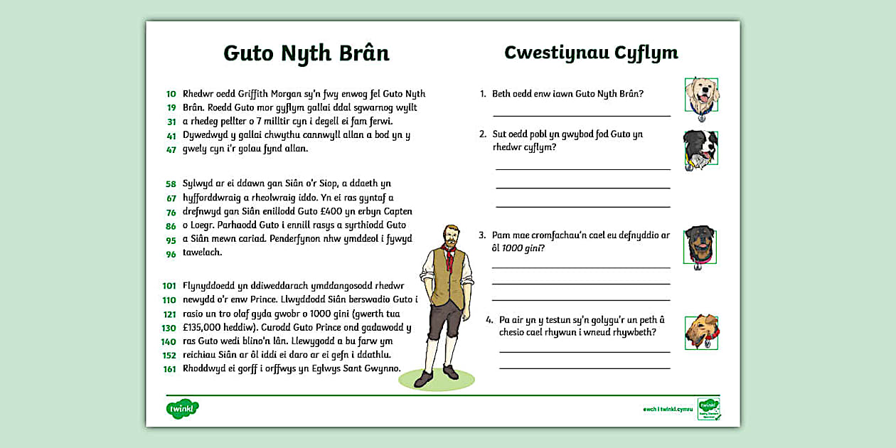 Stori Munud Guto Nyth Brân (teacher made) - Twinkl