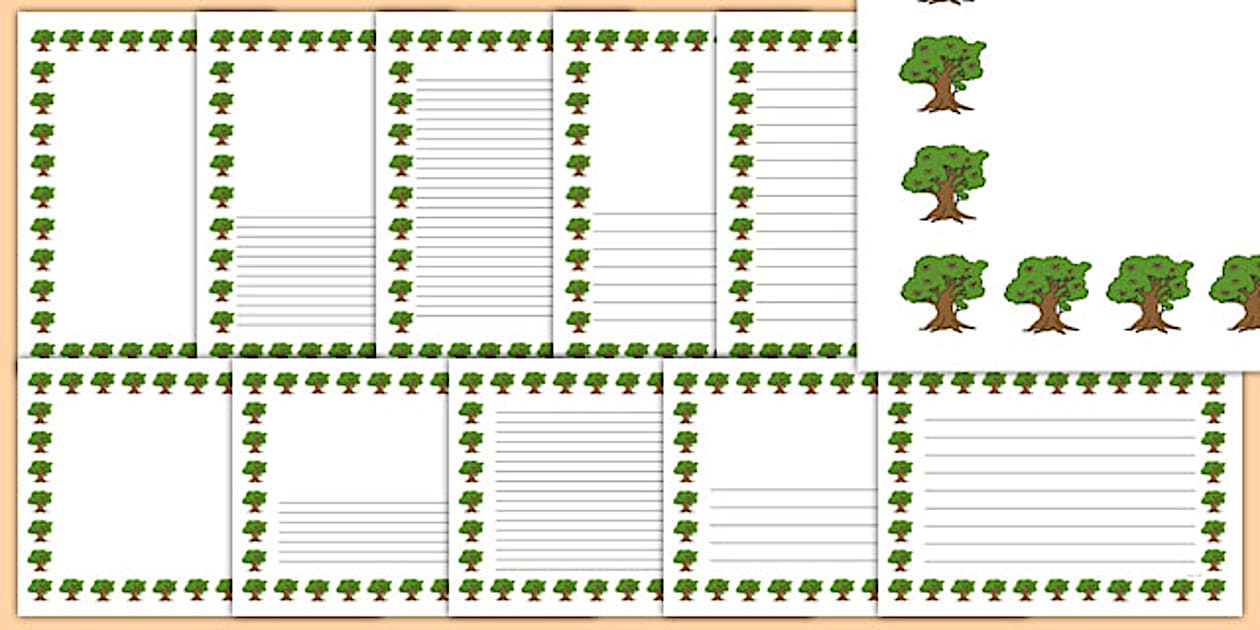 Black and White Oak Tree Themed Page Borders (teacher made)