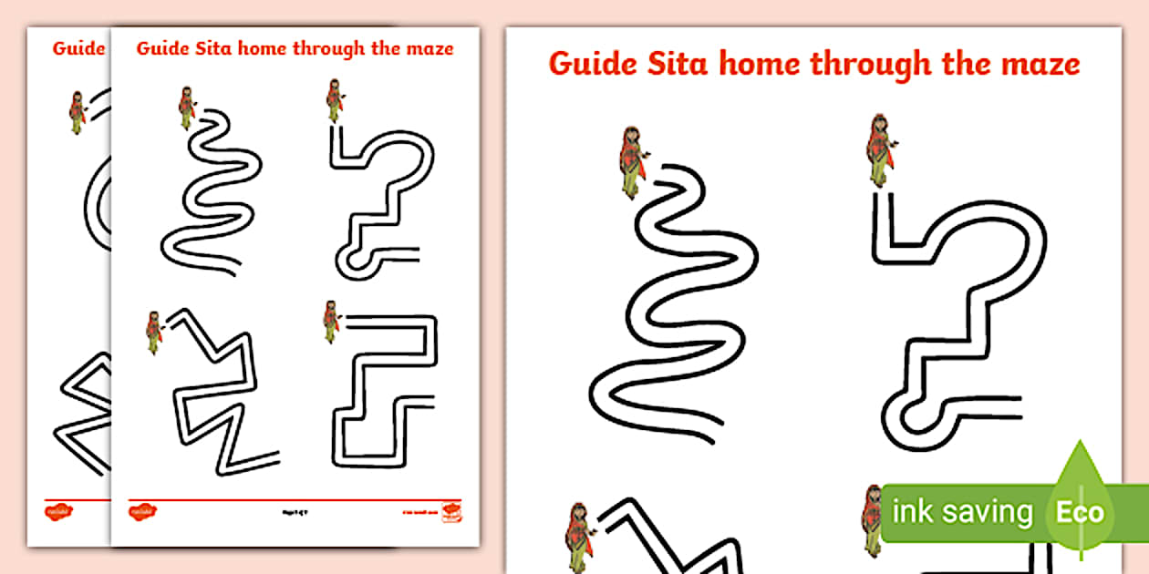 Hindu Diwali Pencil Control Maze Worksheets (teacher made)