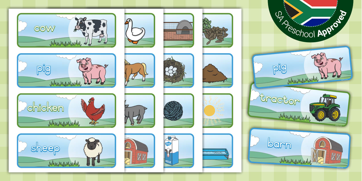 Preschool: On the Farm- Word Cards (teacher made) - Twinkl