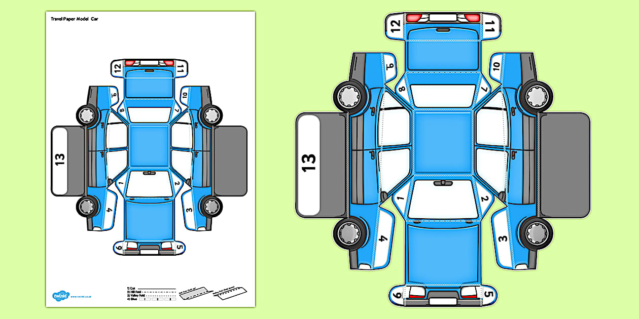 Transport Paper Model Car (teacher made) - Twinkl