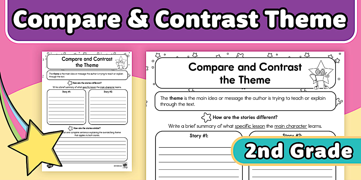 Second Grade Compare & Contrast the Theme Graphic Organizer