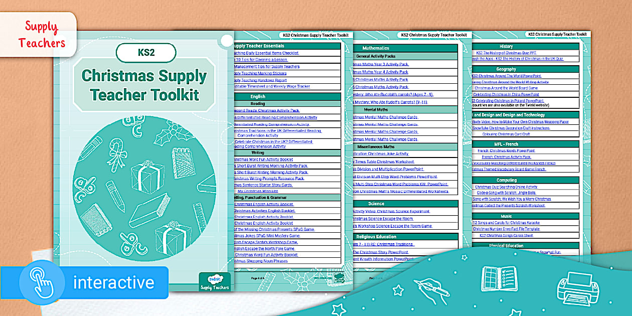How do I use the KS2 Christmas Supply Teaching Toolkit?