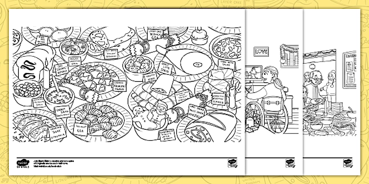 A Festive Feast: Christmas Colouring Pages - Twinkl
