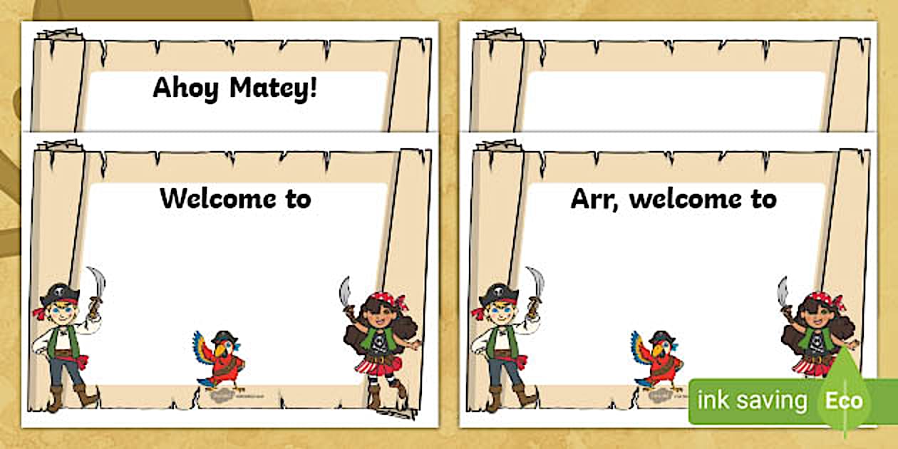 👉 Pirate Themed Editable Class Welcome Signs - Twinkl