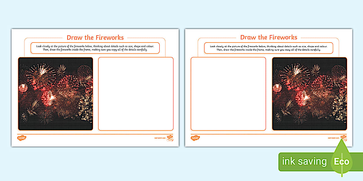 Draw the Fireworks Art Activity, Bonfire Night, Drawings