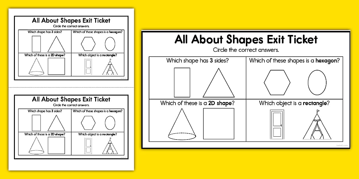All About Shapes Exit Ticket for PK-K (Teacher-Made)