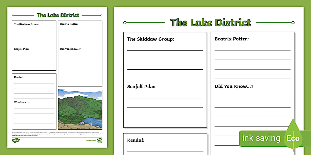 Lake District Fact File Template (teacher made) - Twinkl