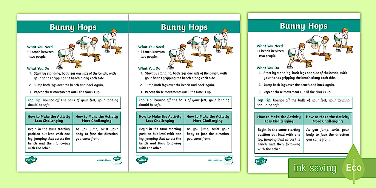 Black and White Bunny Hops Circuit Card Pupil Knowledge Sheet
