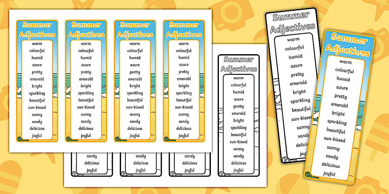 Summer Adjective Bookmarks (teacher made) - Twinkl