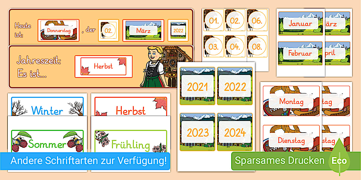 Schilder und Banner für einen interaktiven Tafel - Kalender (Bündel)