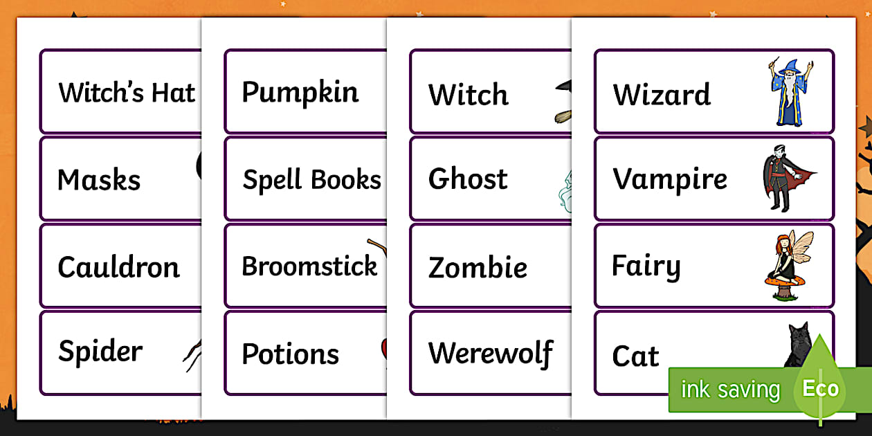 Halloween Fancy Dress Shop Role Play Labels