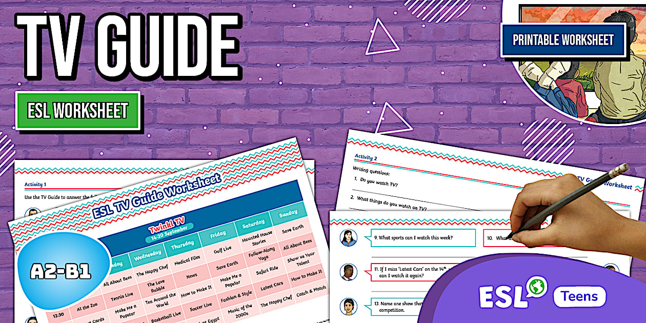 ESL TV Guide Worksheet [Teens, A2-B1]