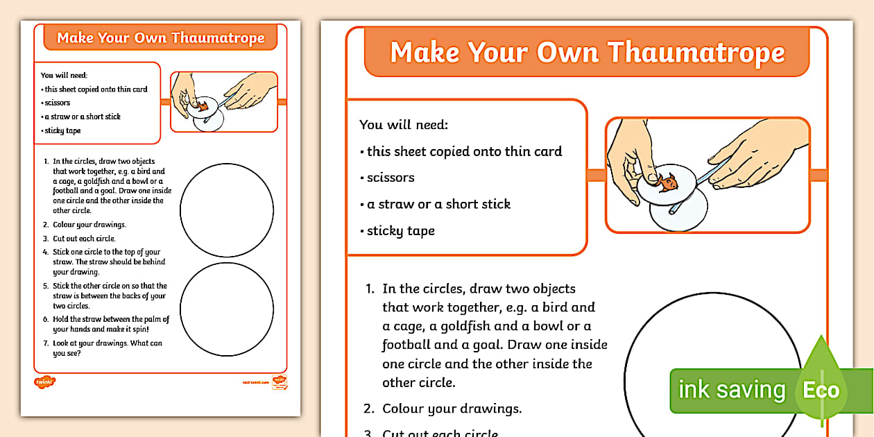 Make Your Own Thaumatrope Activity Sheet (Teacher-Made)