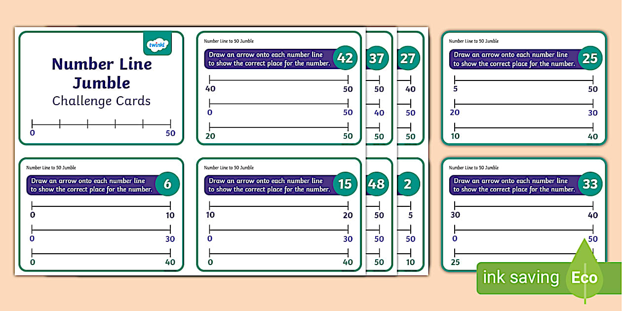 👉 Maths Mastery Number Lines to 50 Jumble Challenge Cards