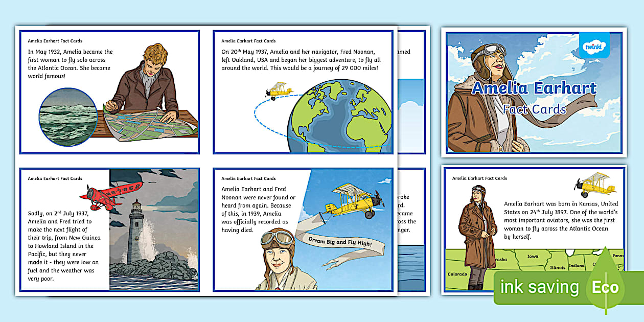 Amelia Earhart Fact Cards | History | Significant Individual