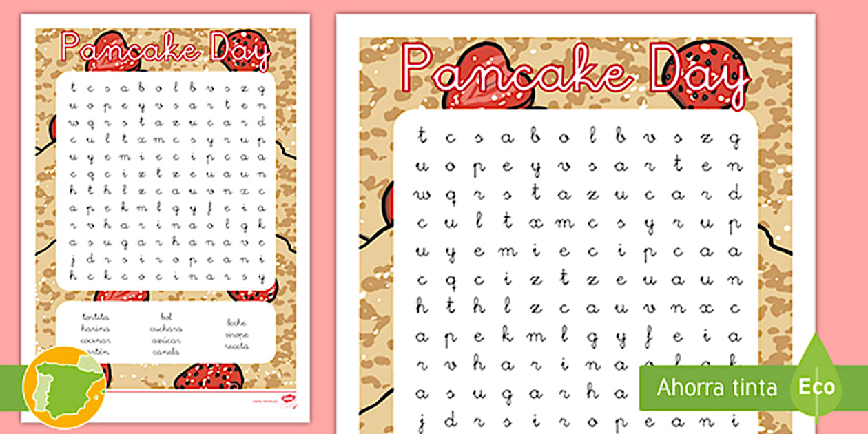 Sopa de letras: Pancake Day (teacher made) - Twinkl