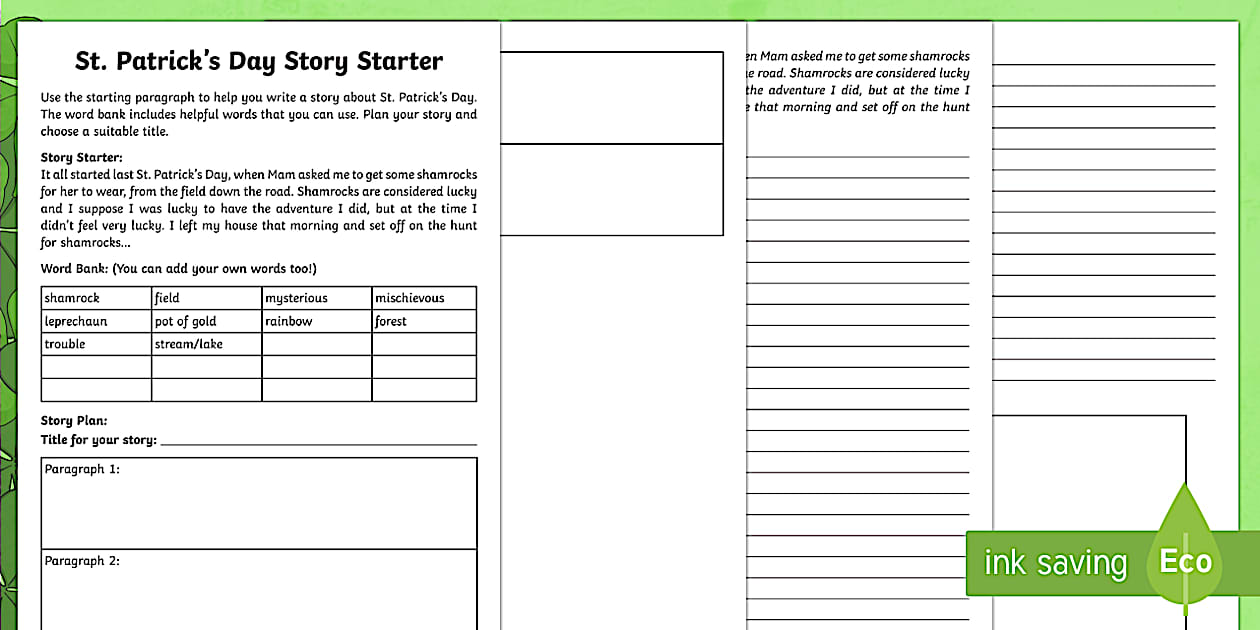St. Patrick's Day Writing Prompts (l'enseignant a fait)