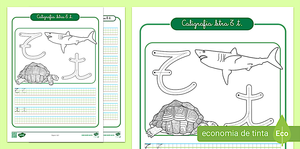 Folhas de caligrafia - Letra T (creat de profesori) - Twinkl