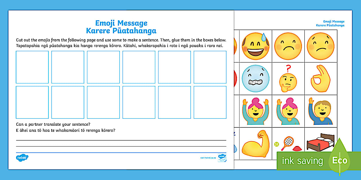 😊 Emoji Message Worksheet / Worksheet Te Reo Māori/English