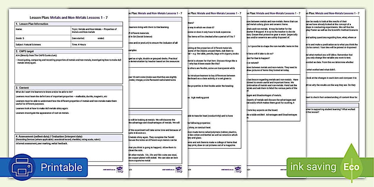 Natural science and technology Grade 5 lesson plans term 4