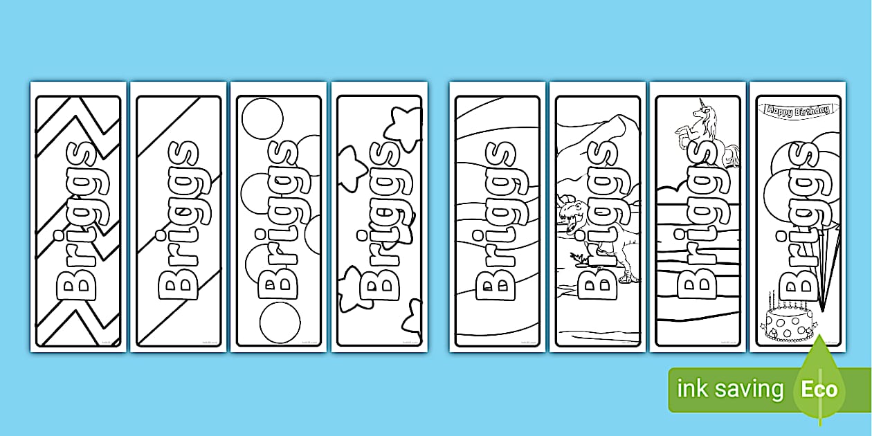 Briggs Name Simple Colouring Bookmarks | Twinkl | KS1