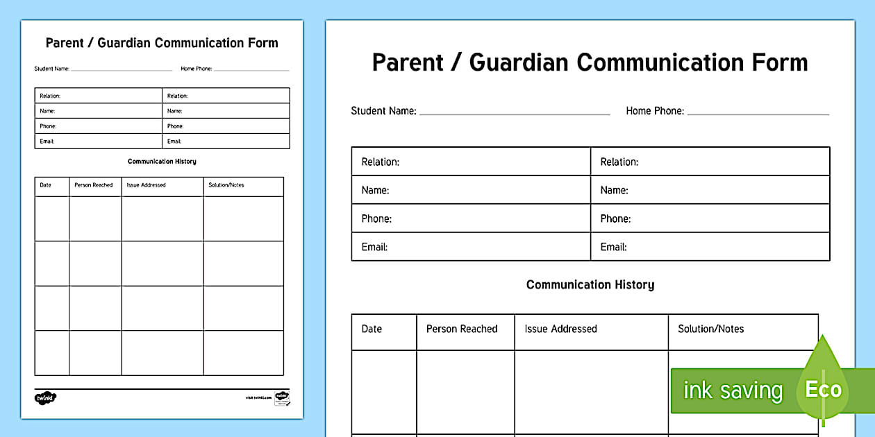 Editable Parent Communication Form Parent and Carer Information Sheet