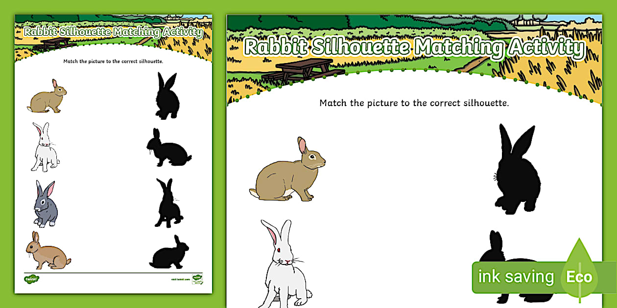 Rabbit Silhouette Matching Activity (teacher made) - Twinkl