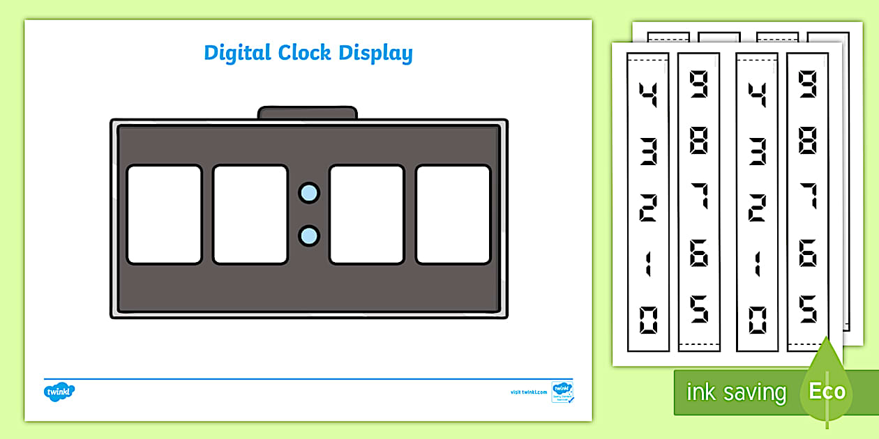 Interactive Digital Clock - Display Cut-Outs (teacher made)