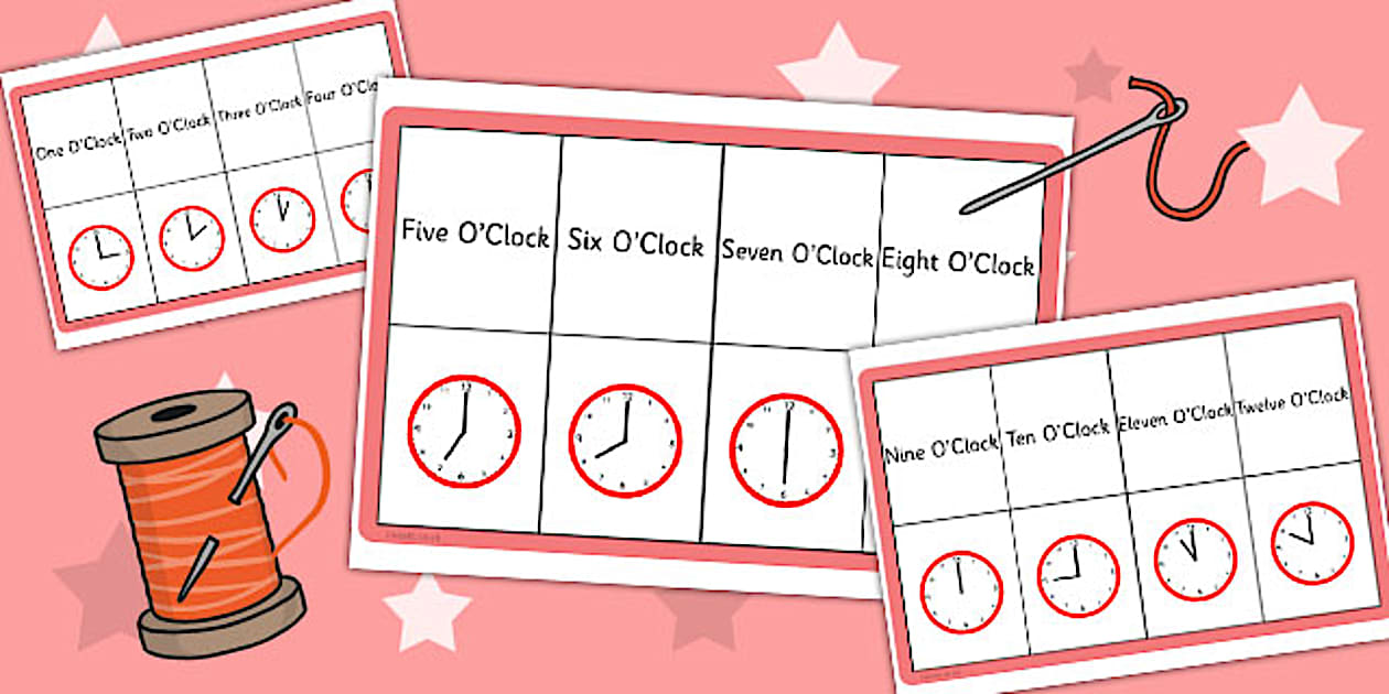 O Clock Matching Threading Cards - Twinkl