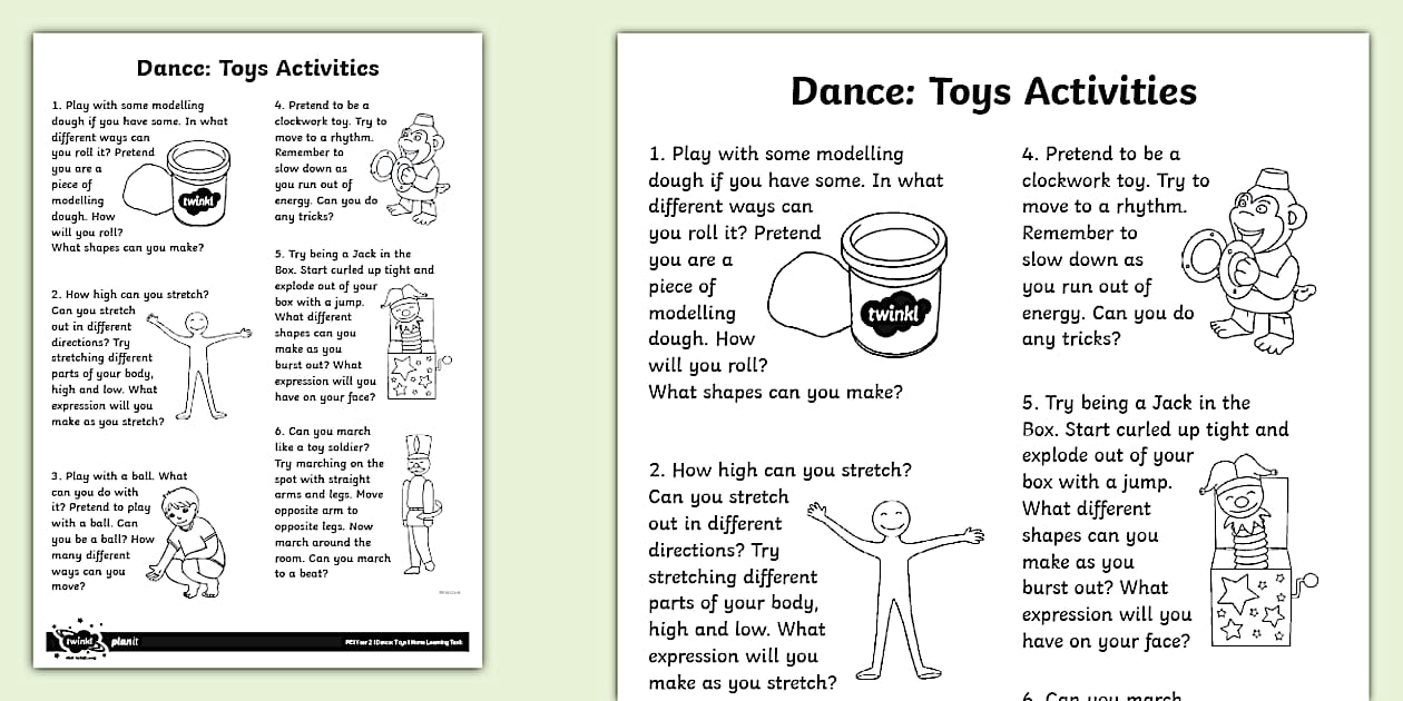 PlanIt - Y2 PE - Dance Toys: Home Learning Tasks - Twinkl