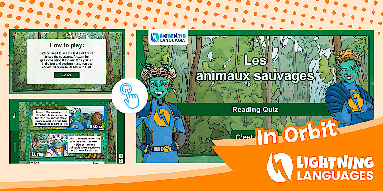 👉 Lightning Languages French Wild Animals Reading Quiz