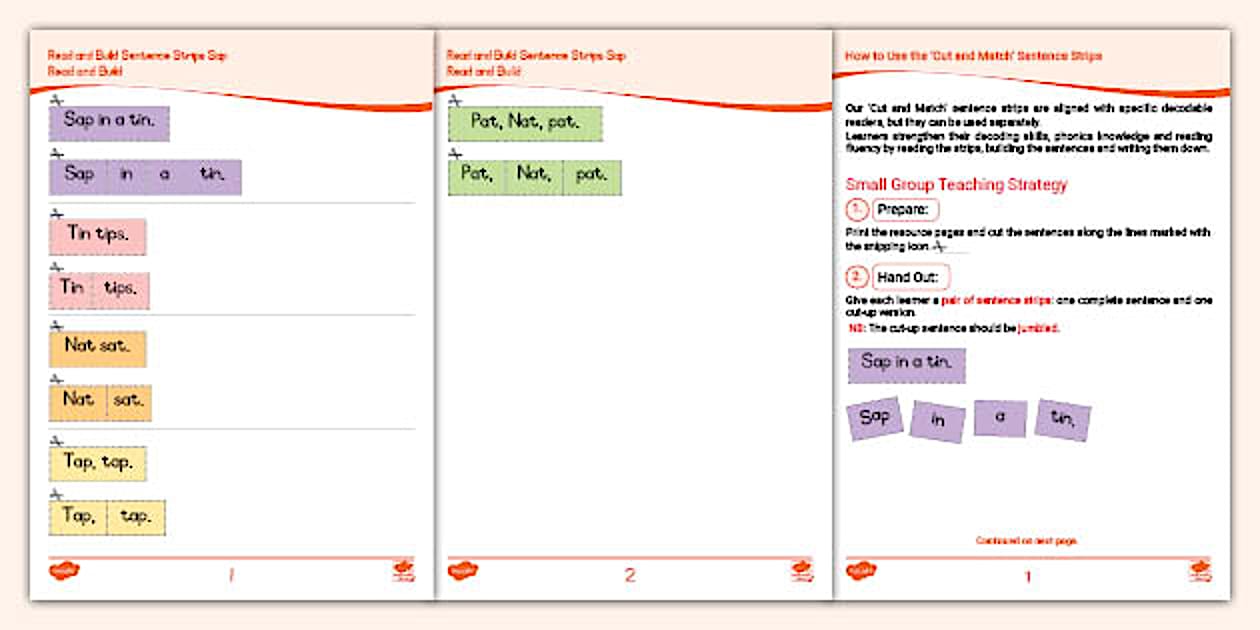 FP Phonics - -at in Decodable Readers - Sentence Strips