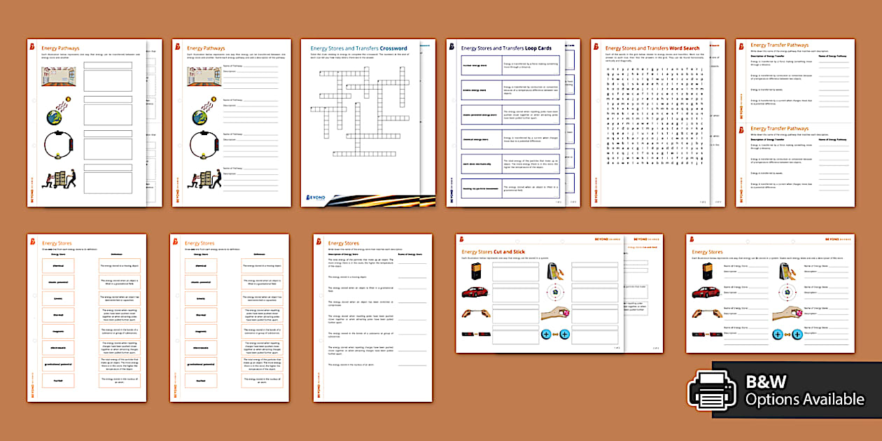 Energy Stores and Transfer Pathways Resource Pack - Twinkl