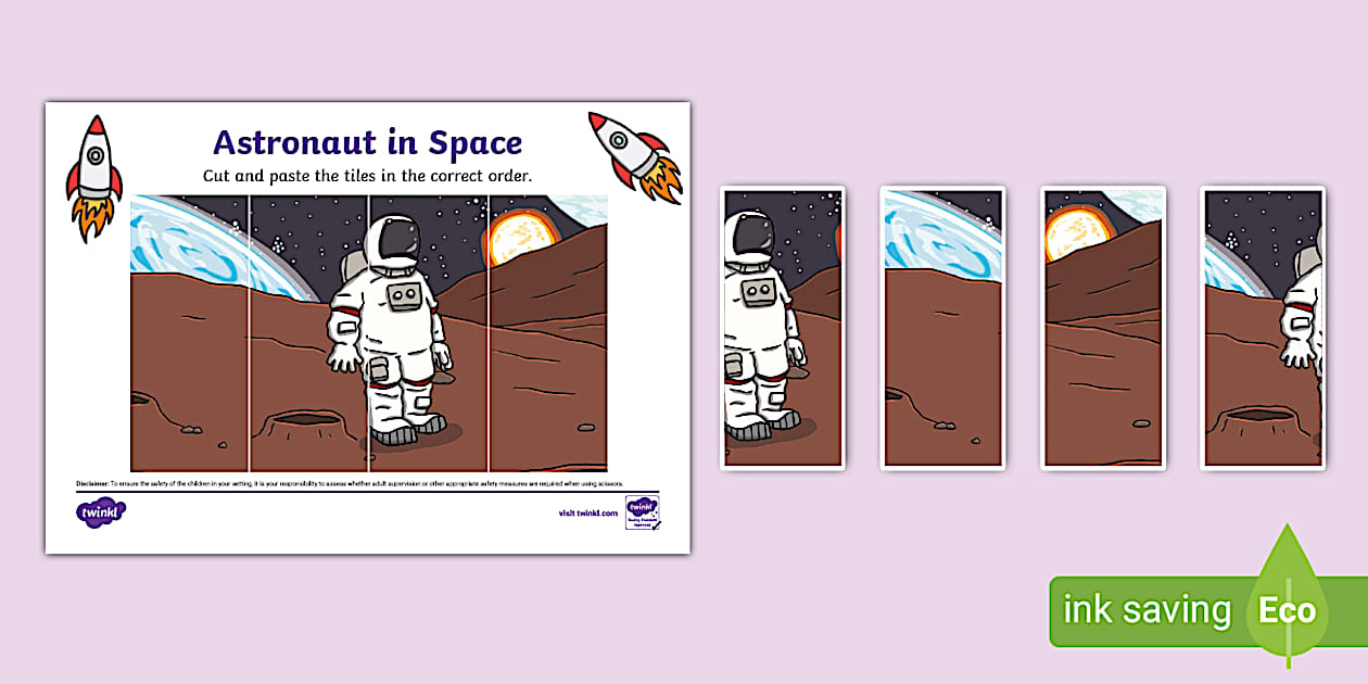 Astronaut in Space Puzzle Strips (Teacher-Made) - Twinkl