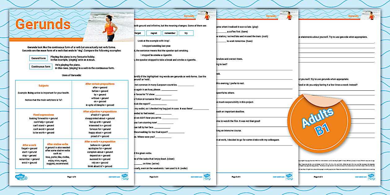 ESL Gerunds Activity Sheet [Adults, B1] (teacher made)