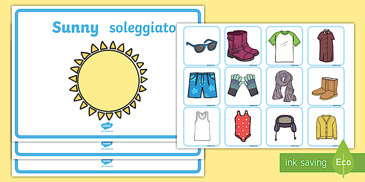 Weather Clothes Sorting Activity English/ Italian - Weather Clothes Sorting