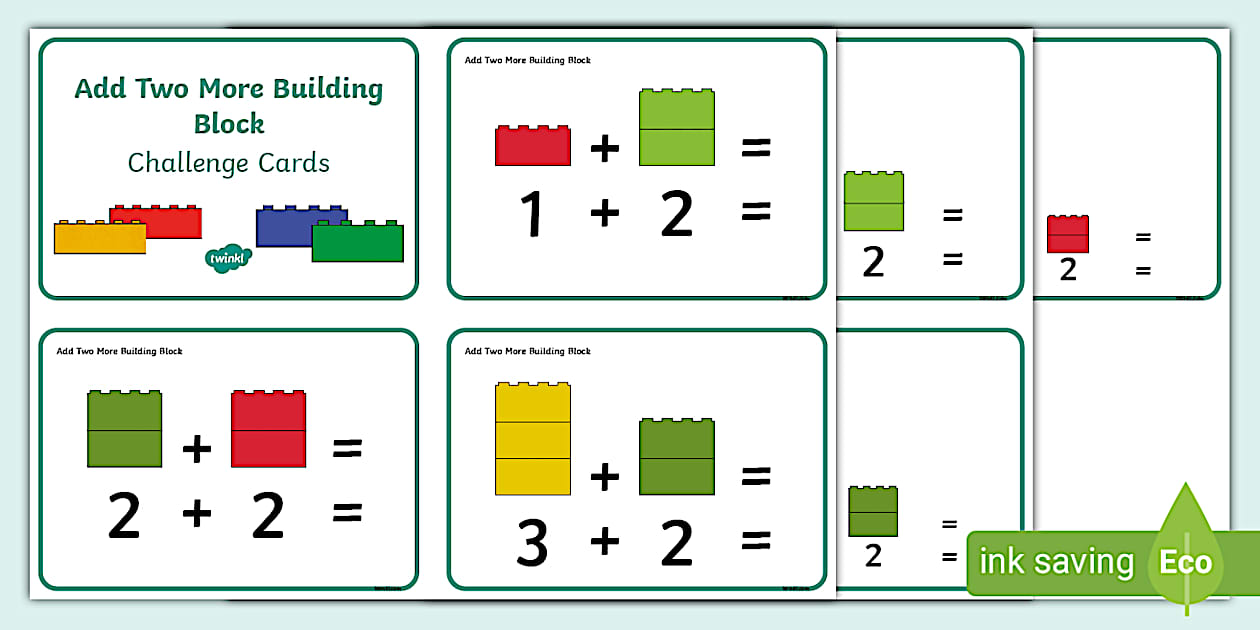 Add Two More Building Bricks Challenge Cards (Teacher-Made)
