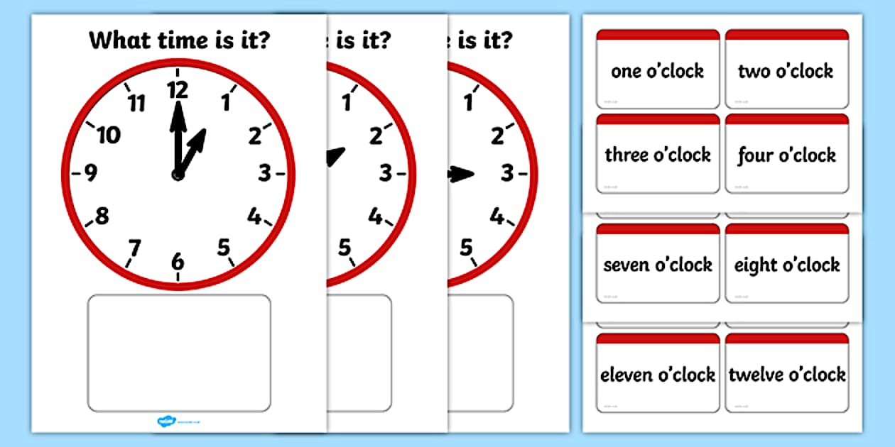 Clock Matching Activity - O' Clock (teacher made) - Twinkl