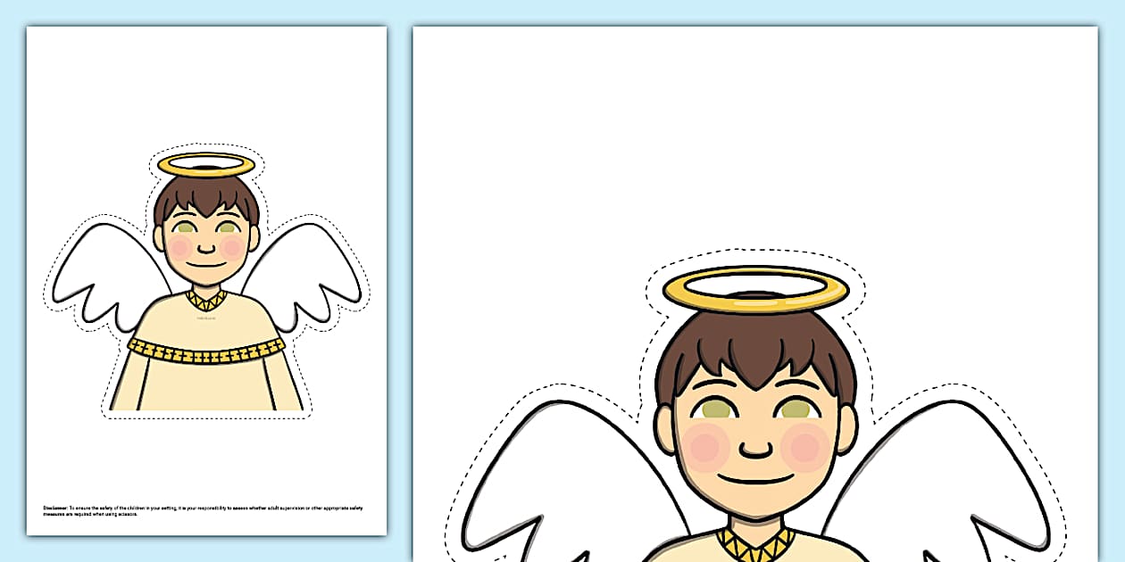Angel Emoticon Cut Out (teacher made) - Twinkl