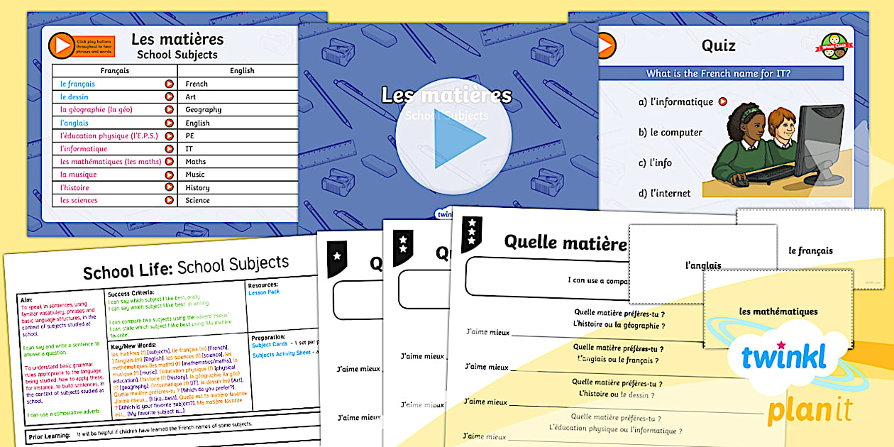 School Lessons In French | The School Subjects | KS2 French