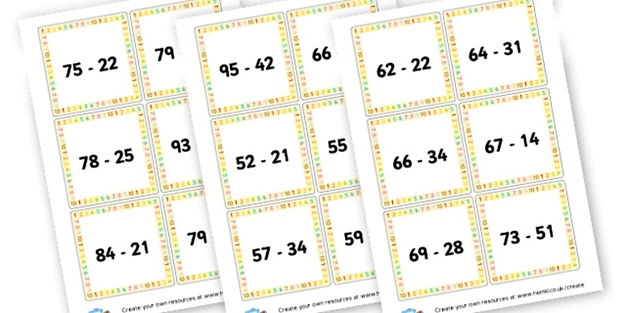 Subtraction Number Sentence Cards (teacher made) - Twinkl