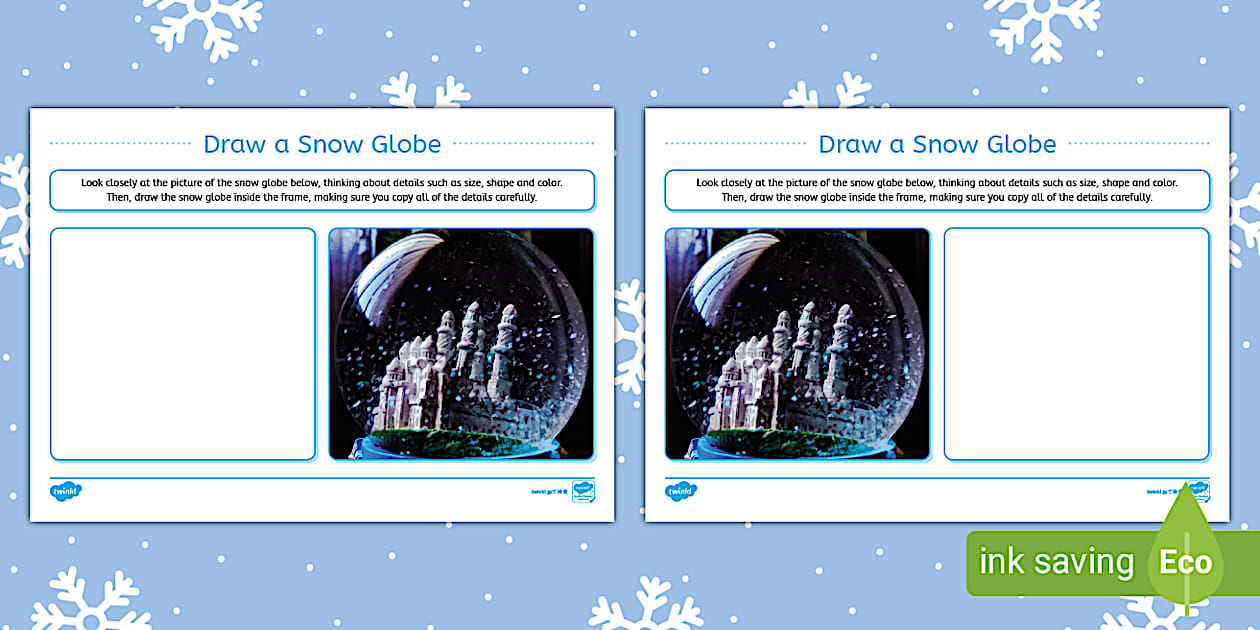 Draw a Snow Globe Worksheet (professor feito) - Twinkl